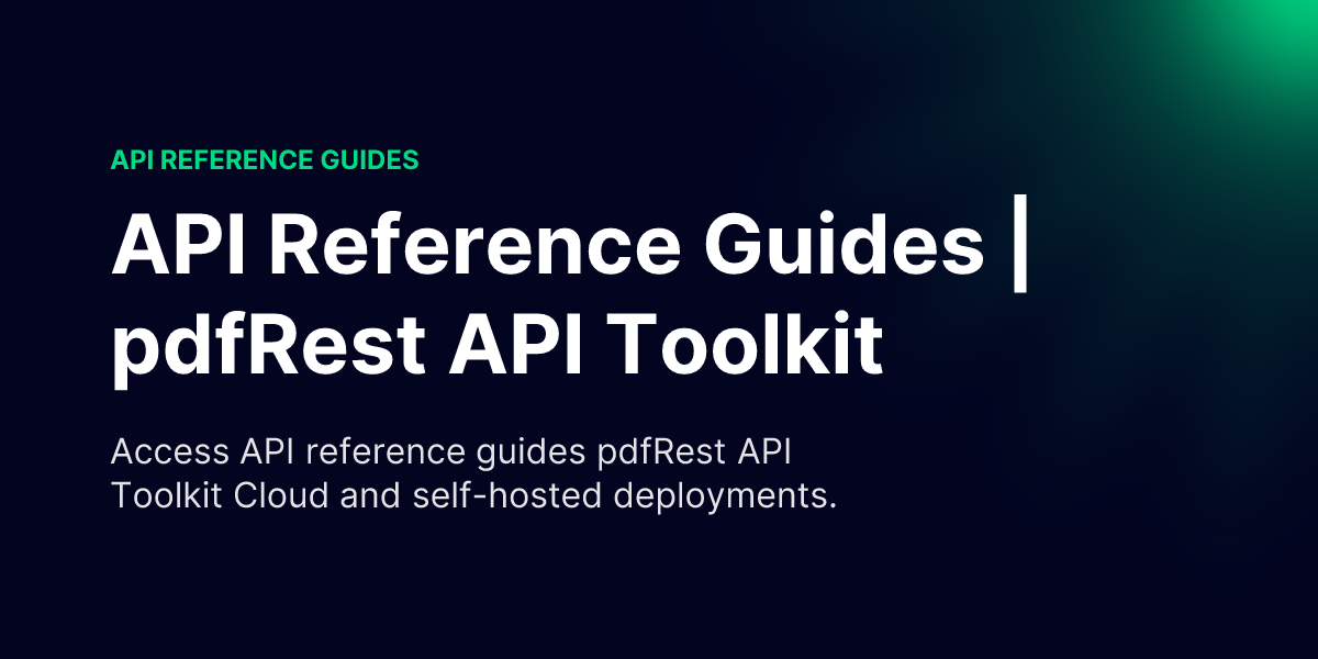 API Reference Guides | pdfRest API Toolkit